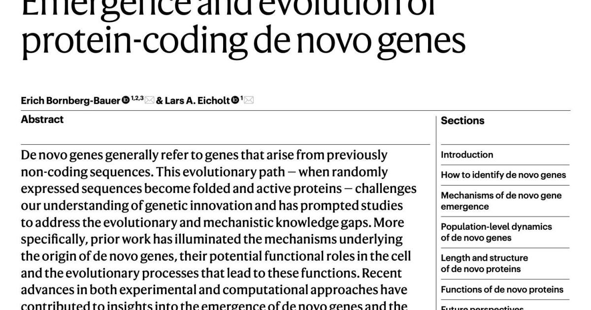 New Review out in Reviews Genetics - Emergence and evolution of protein ...