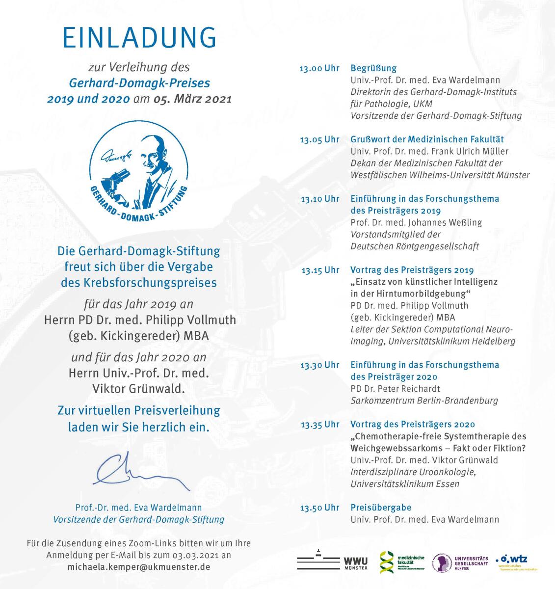 Preisverleihung des Gerhard-Domagk-Preises 2019 und 2020