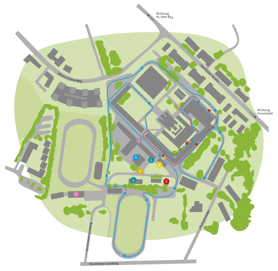 Leonardo-Campus-Run | Strecken