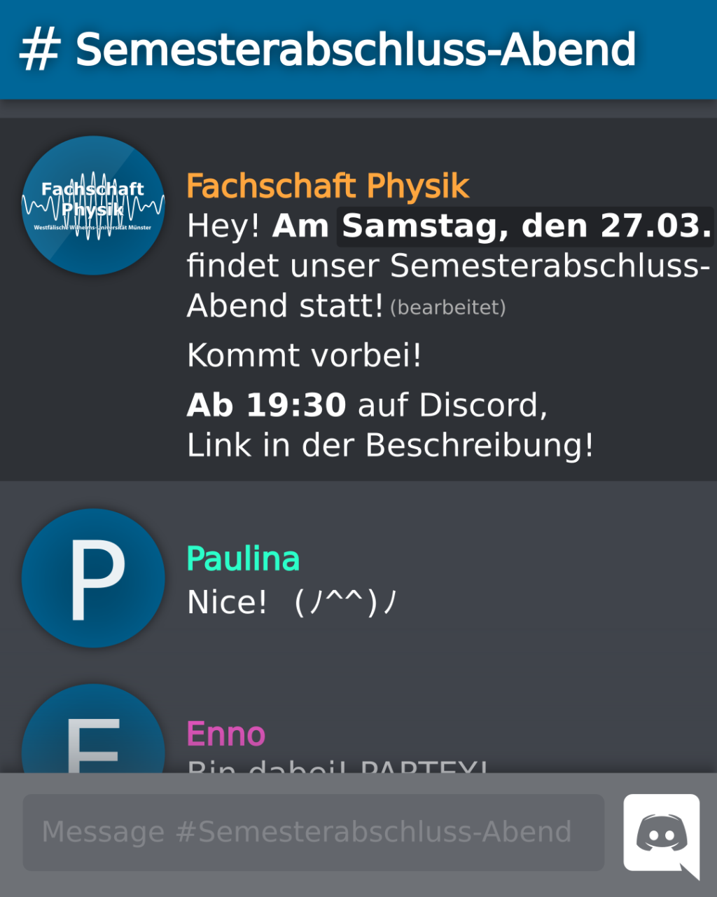 Virtuelle Semesterabschluss-Party | News – Fachschaft Physik